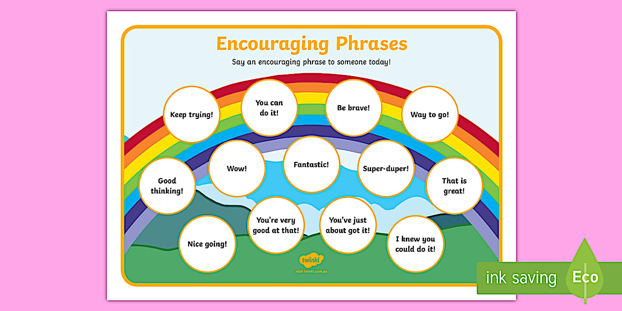 TAS Encouraging Phrases Word Mat (teacher made) - Twinkl