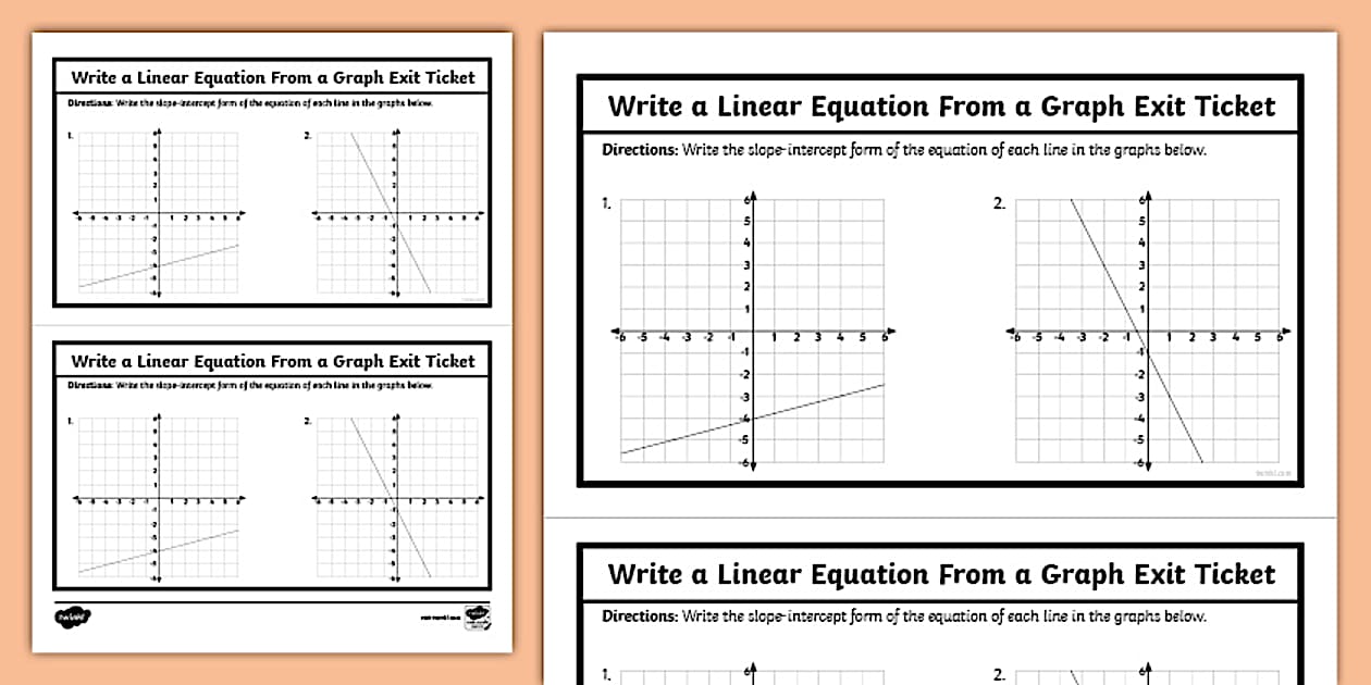 Eighth Grade Write a Linear Equation From a Graph Exit Ticket