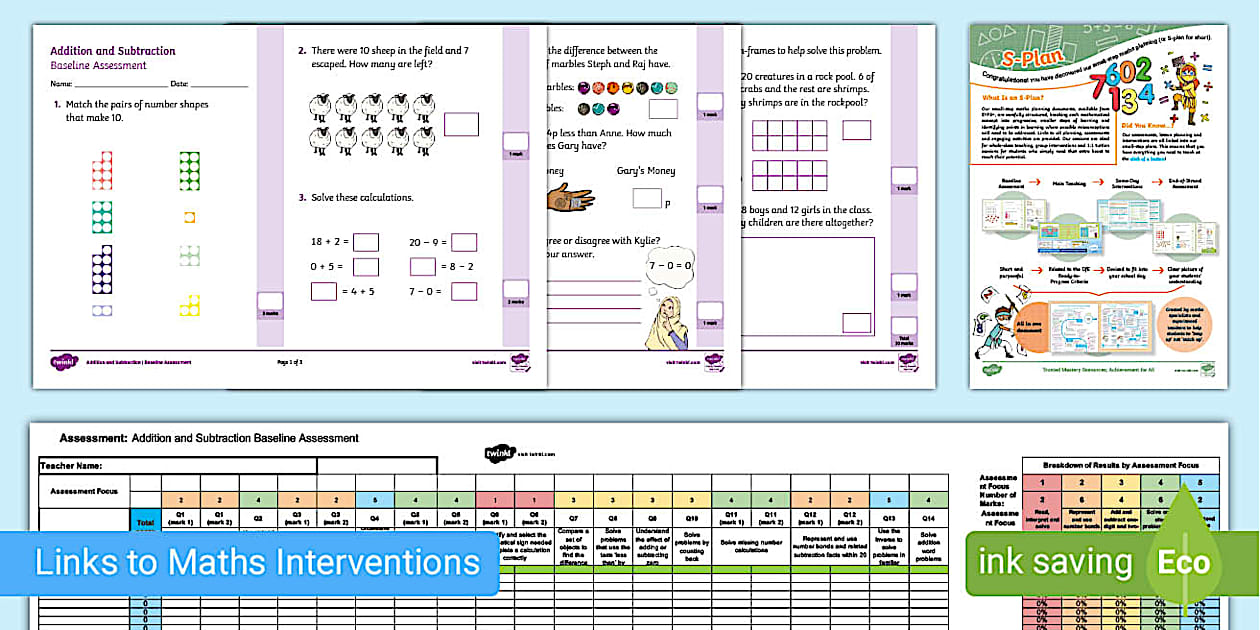 Editable Year 2 Addition and Subtraction Baseline Assessment and Tracker