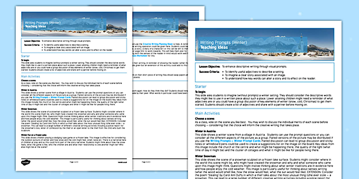 Writing Prompts Winter Teaching Ideas - Twinkl
