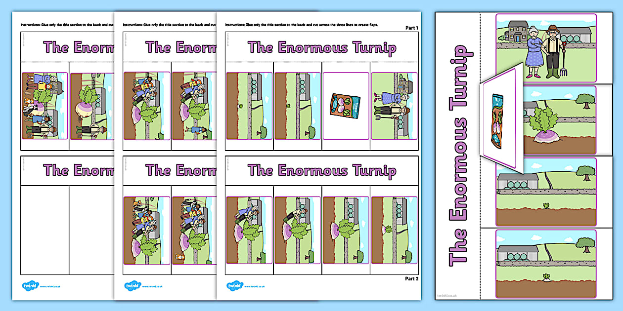 The Enormous Turnip Story Writing Flap Book (teacher made)
