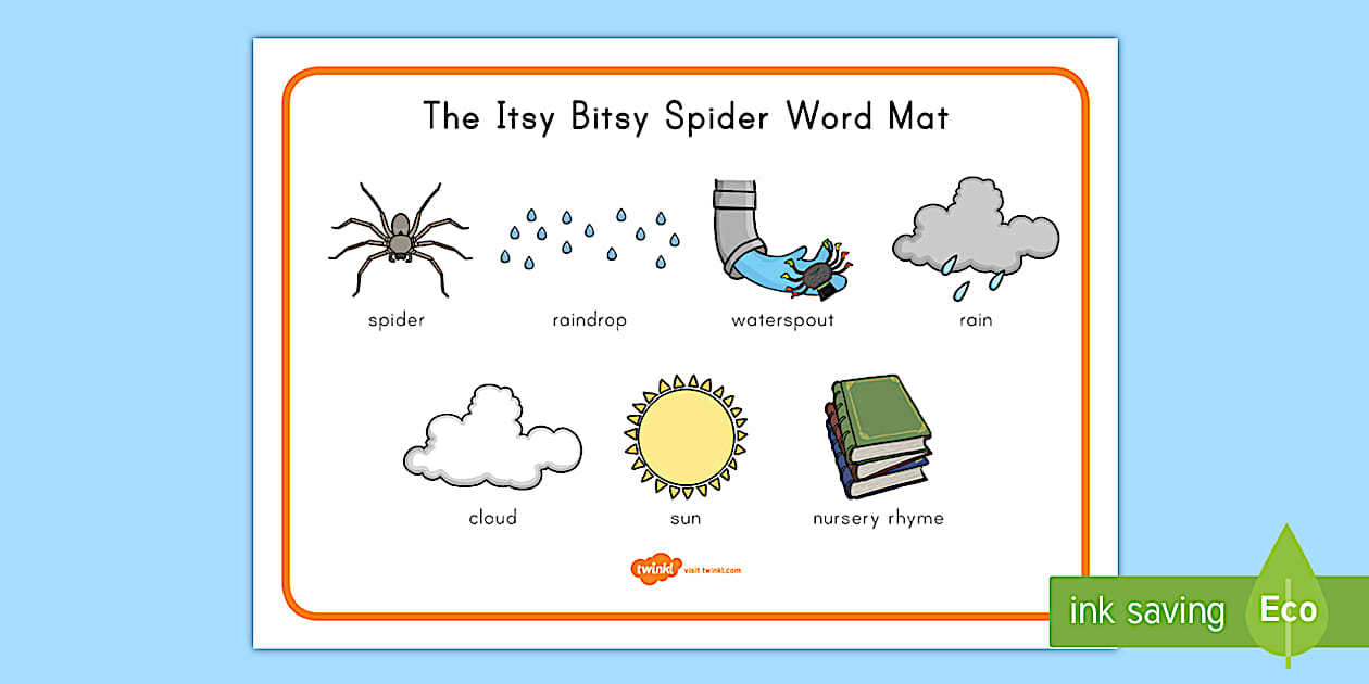 The Itsy Bitsy Spider Word Mat (Teacher-Made) - Twinkl