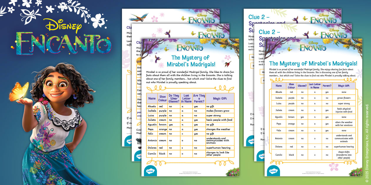 Encanto: Spelling and Grammar Mystery Pack. (teacher made)