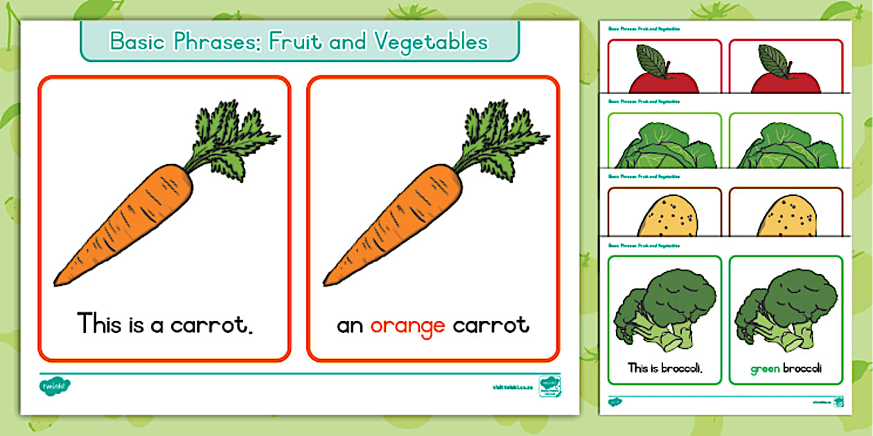 Grade R Basic Phrases - Fruit and Vegetables (teacher made)