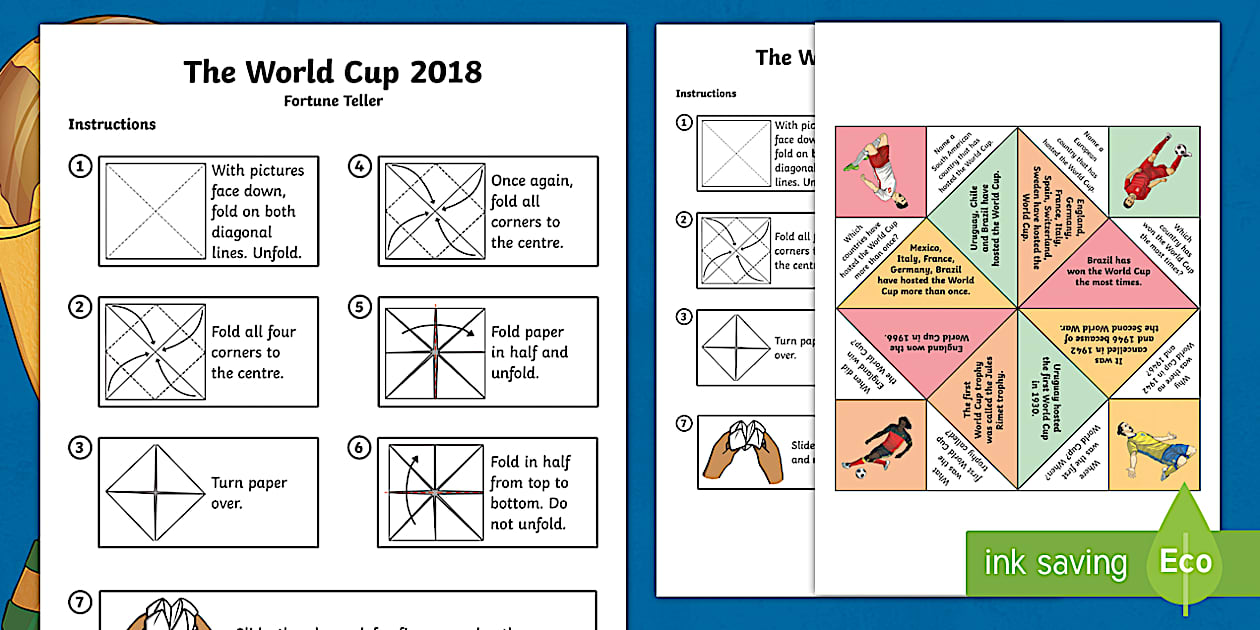 3-6 The World Cup 2018 Fortune Teller Template - Twinkl