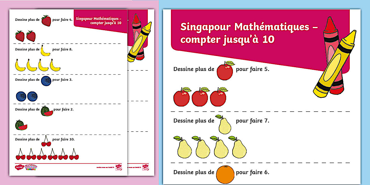 Singapour Mathématiques : imagée. Compter les fruits jusqu'à 10