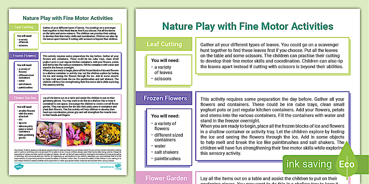 Nature Play with Fine Motor Activities (Teacher-Made)