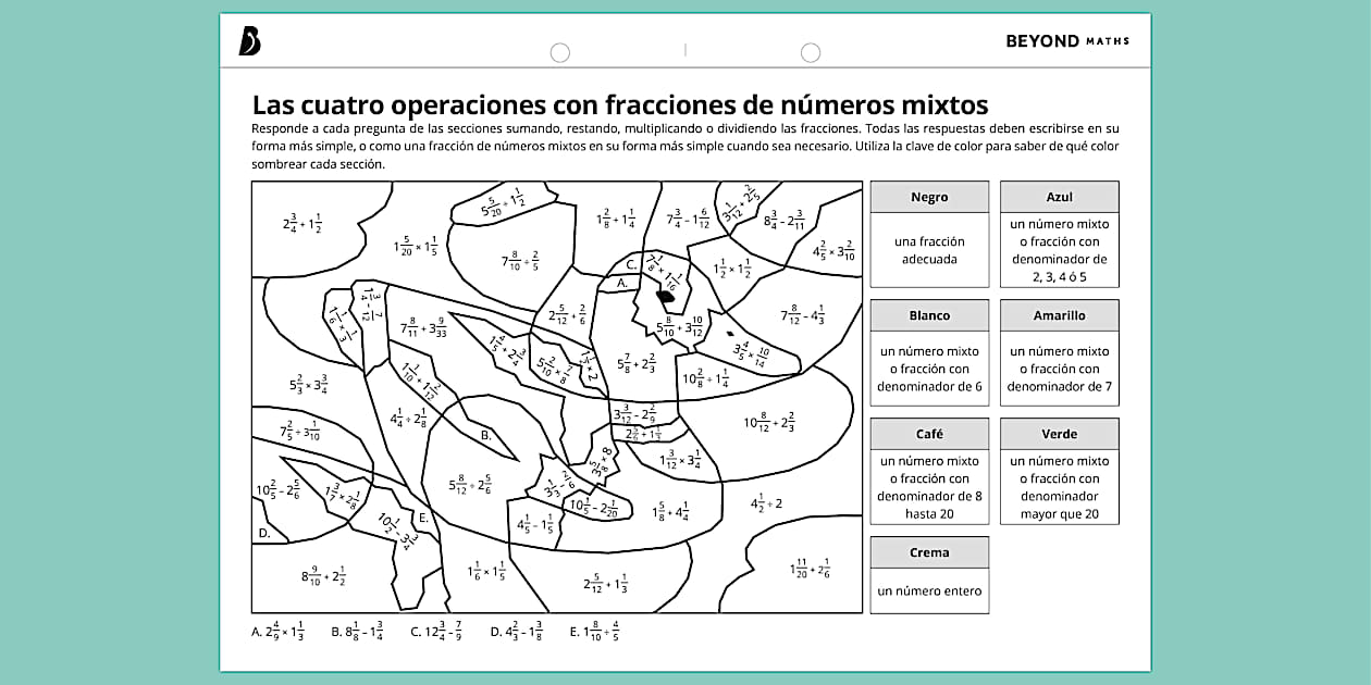 Guía operaciones matemáticas con fracciones Twinkl Colombia