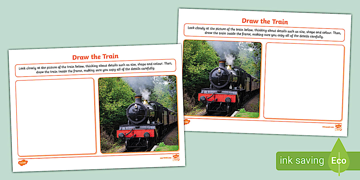 Draw the Train Art Activity (l'enseignant a fait) - Twinkl
