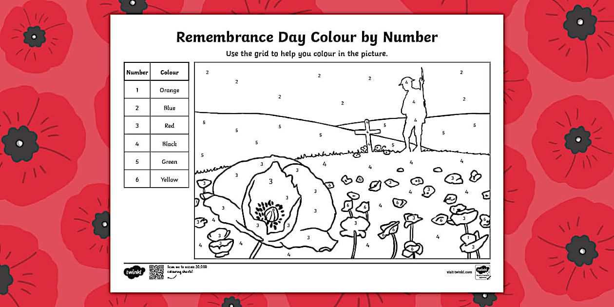 Remembrance Day Colour by Number | Primary Resource | Aus