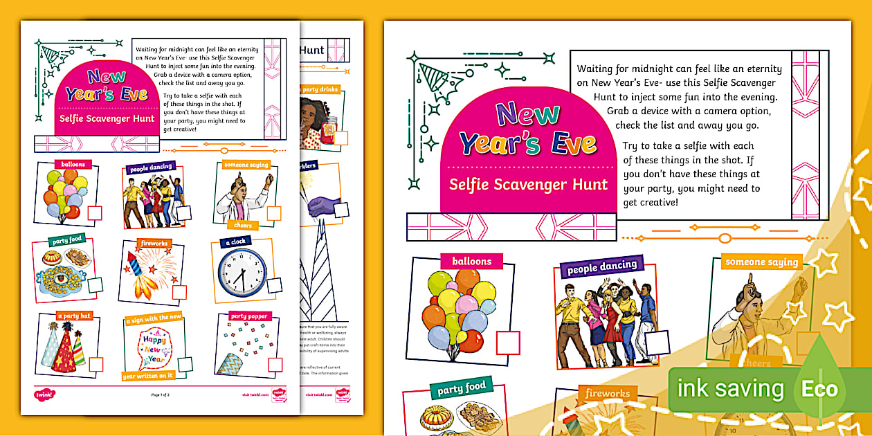 New Year's Eve Selfie Scavenger Hunt (teacher made) - Twinkl