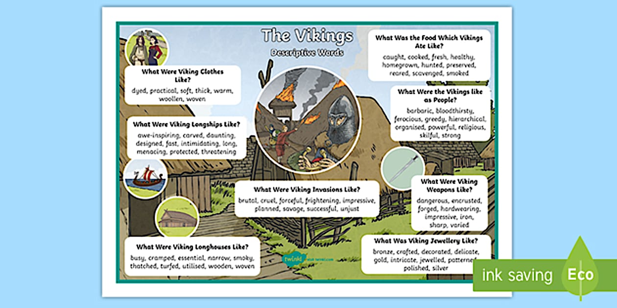 Editable KS2 The Vikings Descriptive Word Mat - Twinkl