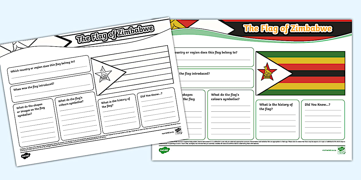 Zimbabwe Flag Fact File Template (teacher made) - Twinkl