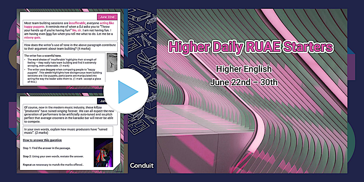 Higher Daily RUAE Starters June 22nd - 30th (teacher made)