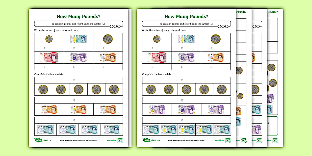 Editable How Many Pounds? Maths Activity Sheets - Twinkl