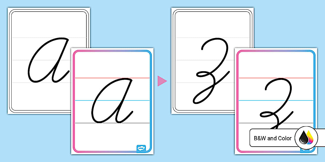 Cursive Upper Case Alphabet Letters Display Posters - Twinkl