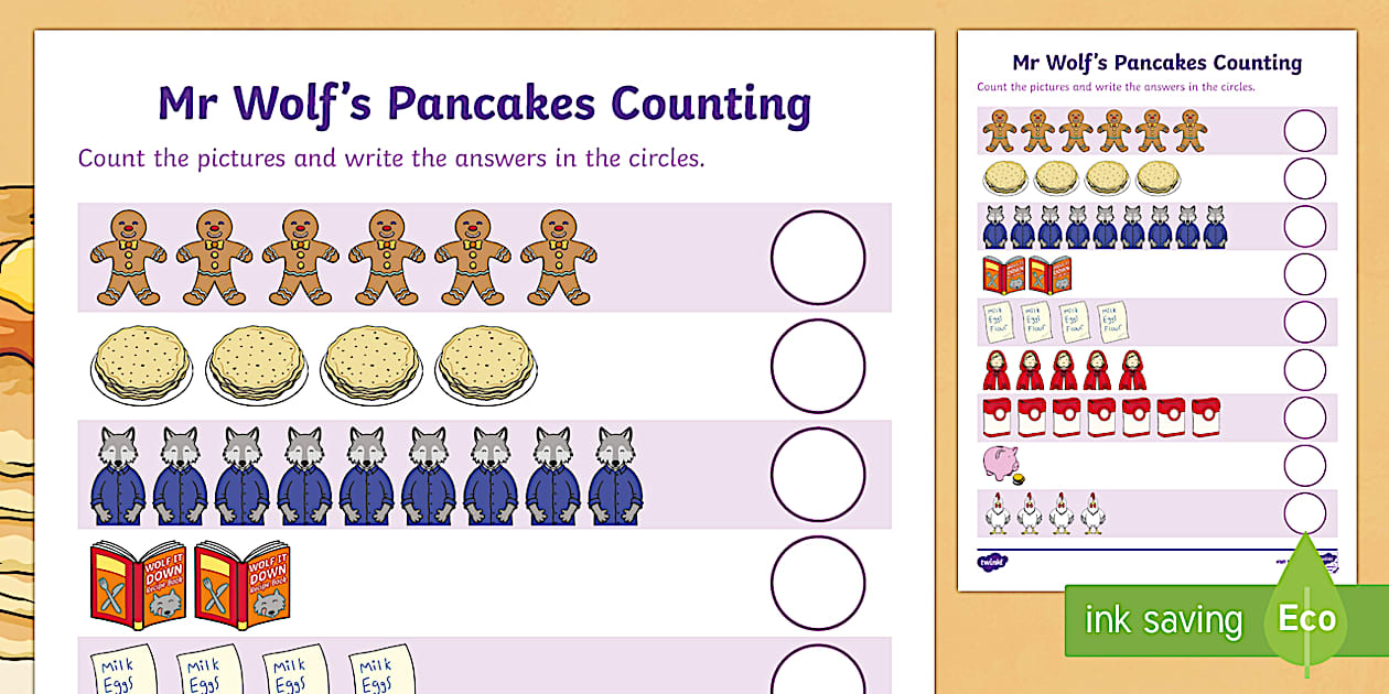 Counting Sheet to Support Teaching on Mr Wolf's Pancakes