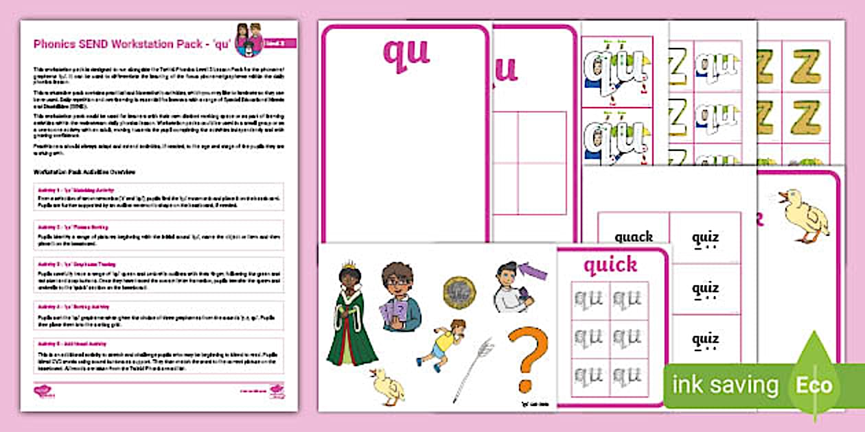 'qu' - Level 3 Phonics SEND Workstation Pack (teacher made)
