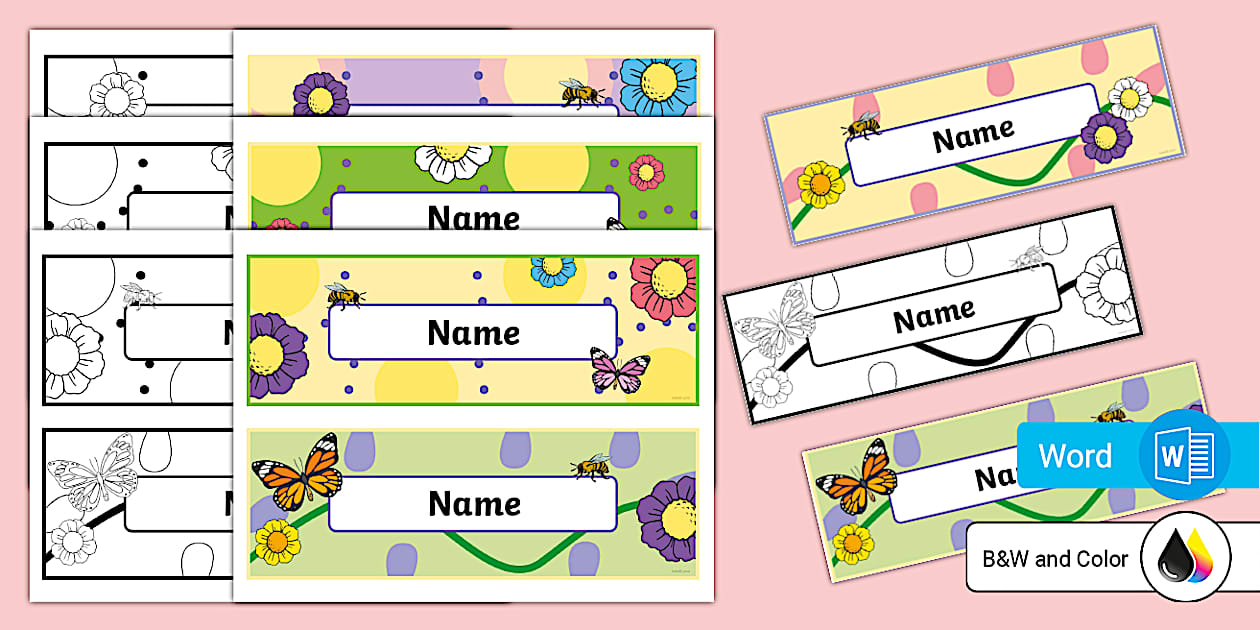 Editable Floral Theme Desk Nameplates (teacher made)