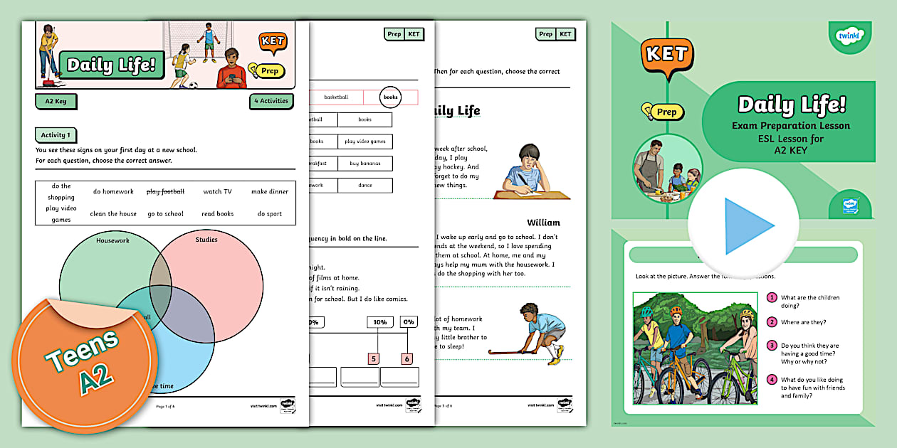 A2 Key (KET) - Prep Lesson (Daily Life!) (teacher made)