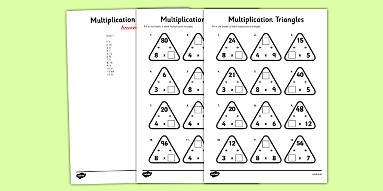 Multiplication Triangle Puzzle | Year 3 Maths Resource