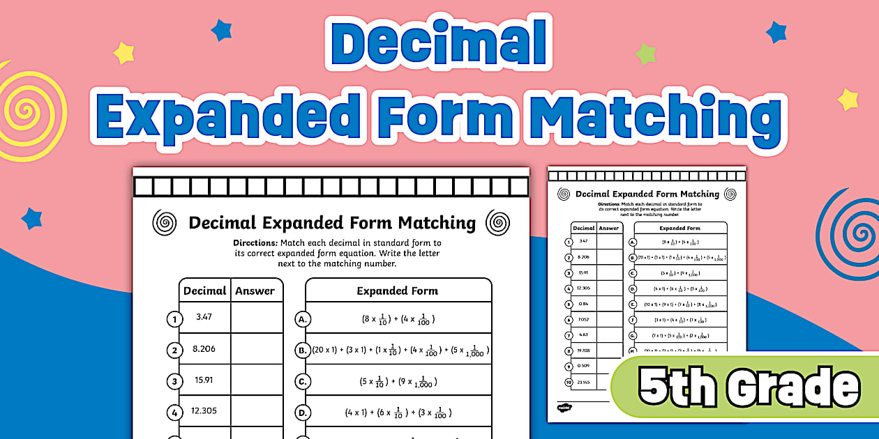 Fifth Grade Decimal Expanded Form
