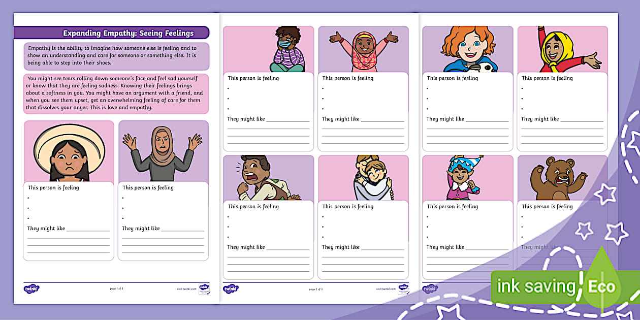 Expanding Empathy: Seeing Feelings Activity Sheet - Twinkl