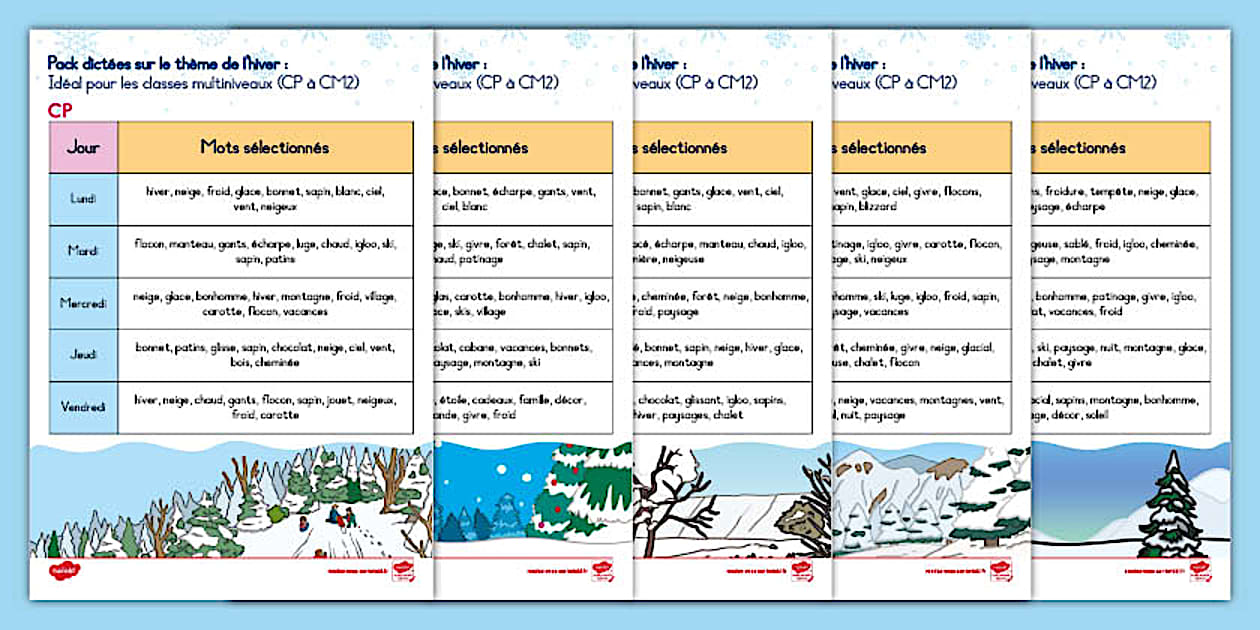 Pack dictées sur le thème de l'hiver : Idéal pour les classes ...