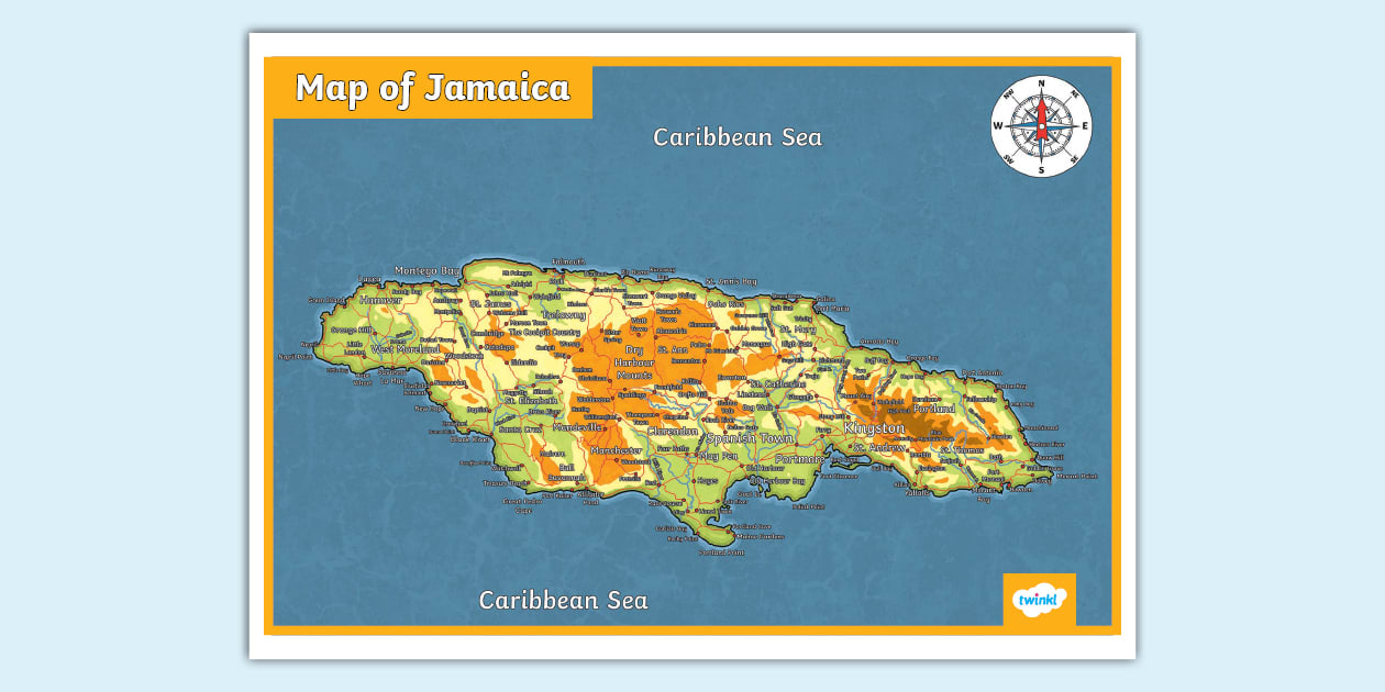 Map of Jamaica (teacher made) - Twinkl