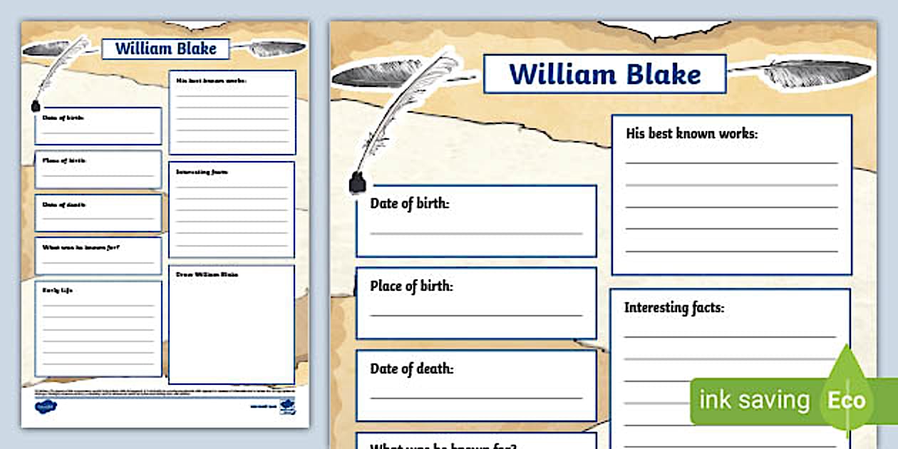William Blake Fact File Template (Teacher-Made) - Twinkl