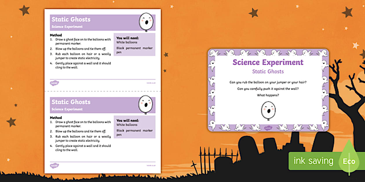 EYFS Static Ghosts Science Experiment and Prompt Card Pack