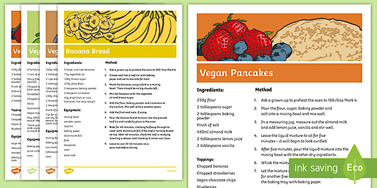 Vegan Recipes Pack (teacher made) - Twinkl