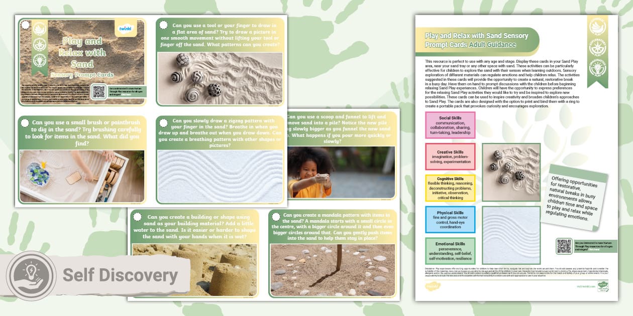 Play and Relax with Sand Sensory Prompt Cards (teacher made)