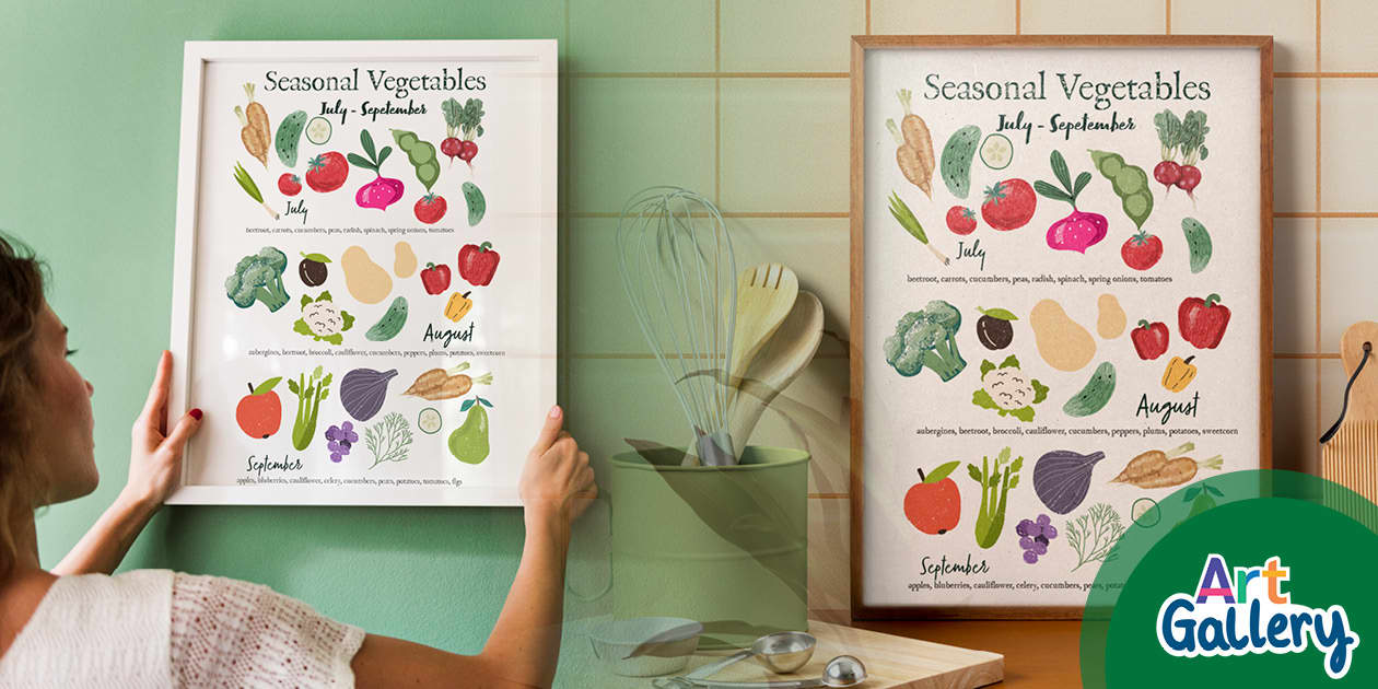 Seasonal Vegetables July August September Poster - Twinkl