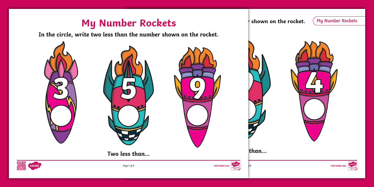 My Number Rockets (Two Less) (teacher made) - Twinkl