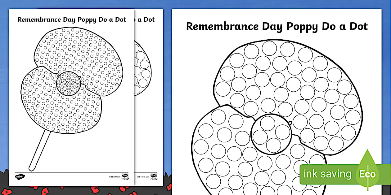 Remembrance Day Poppy Do a Dot Activity - Twinkl