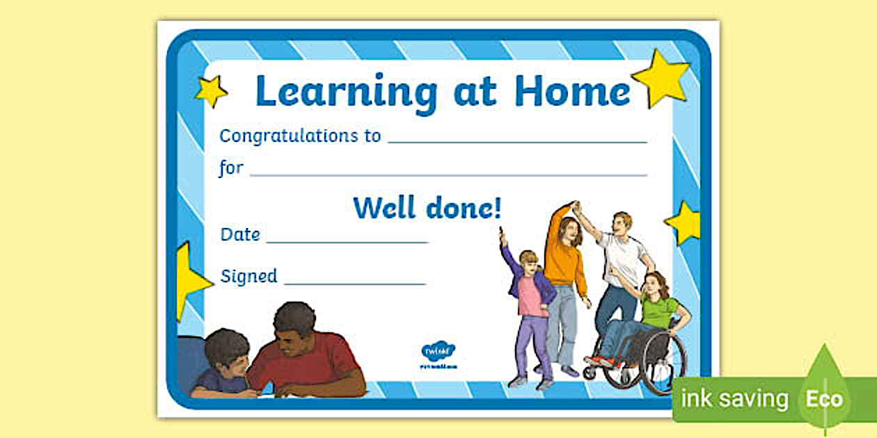 Editable Year 4 Learning at Home Certificate (teacher made)