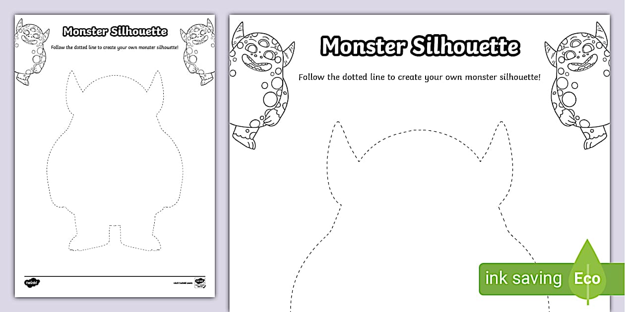 Monster Silhouette Drawing Activity (teacher made) - Twinkl