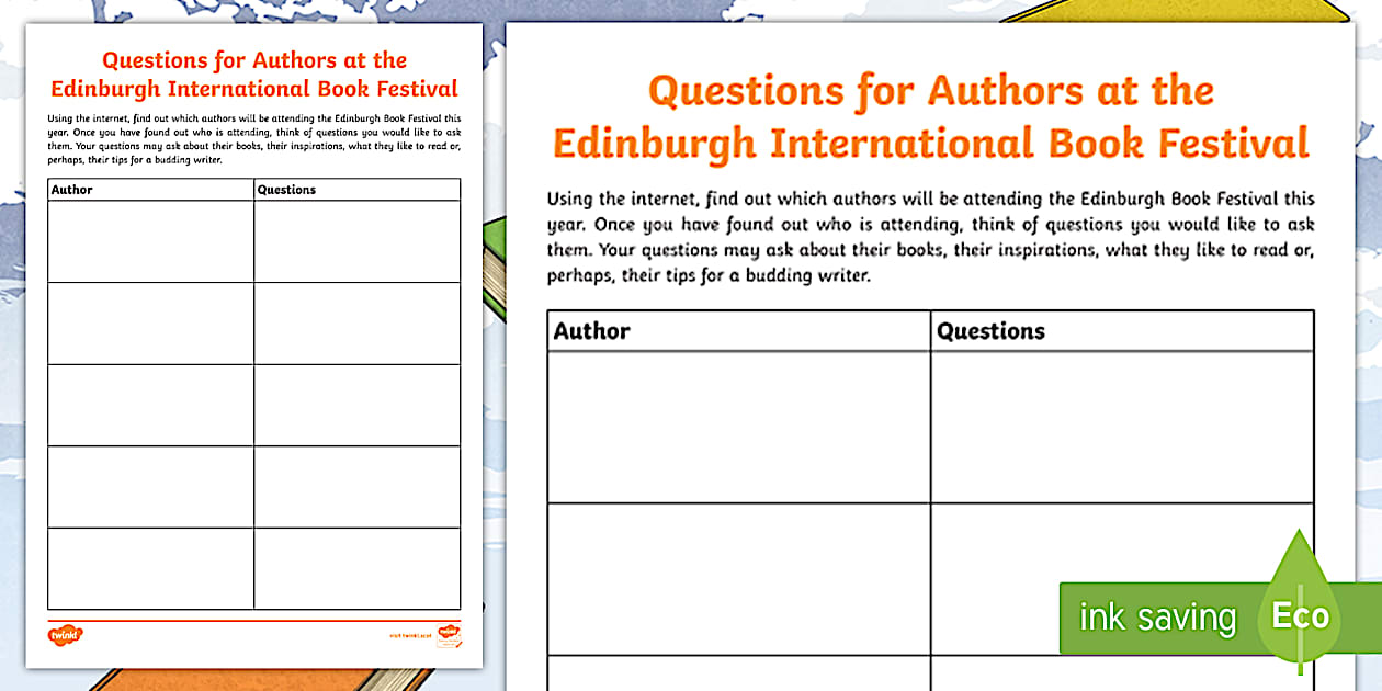 Edinburgh International Book Festival Worksheet | Twinkl