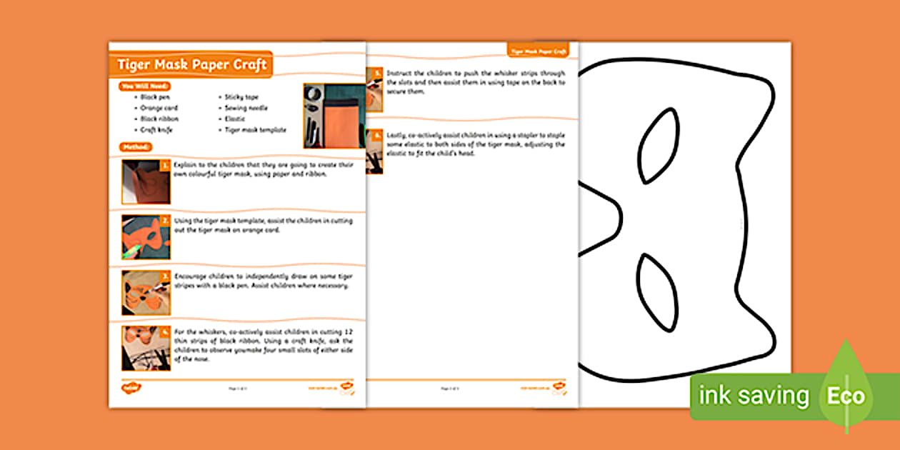 Tiger face template. Perfect for EYLF craft activities