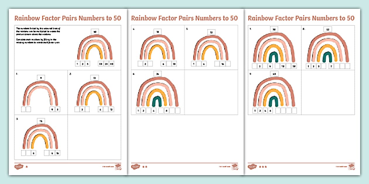 👉 Rainbow Factor Pairs Activity Numbers - Twinkl