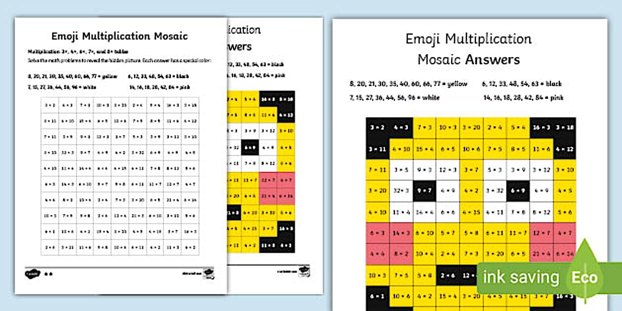 😊 Emoji Multiplication Mosaic Activity Pack | Twinkl USA