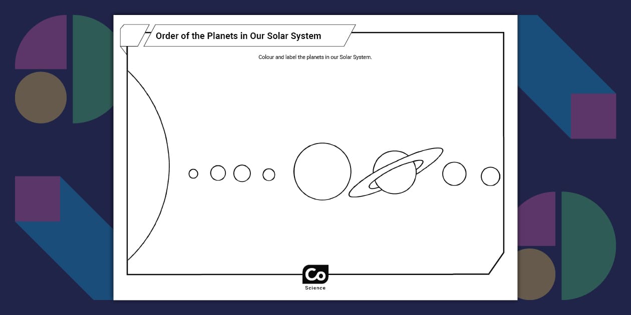 Space: Order of the Planets in Our Solar System Colouring Sheet
