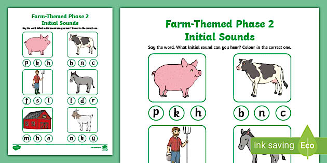 Farm Phase 2 Initial Sounds Activity (teacher made) - Twinkl