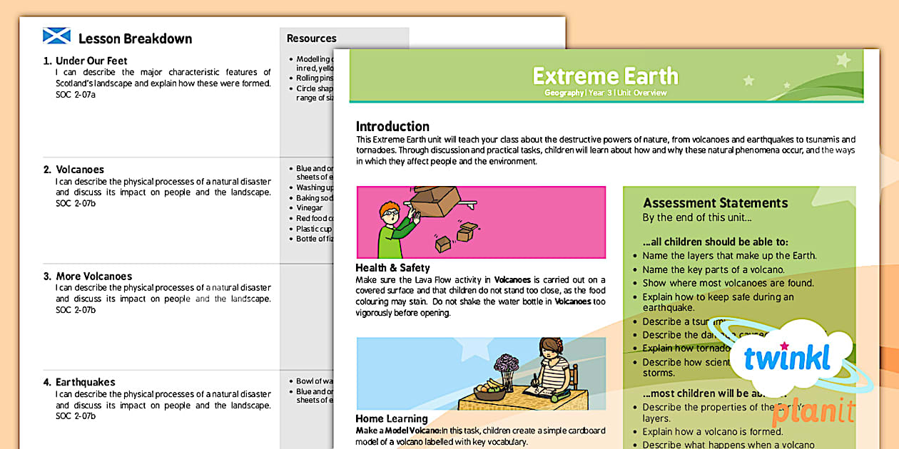 Geography: Extreme Earth LKS2 Planning Overview CfE - Twinkl