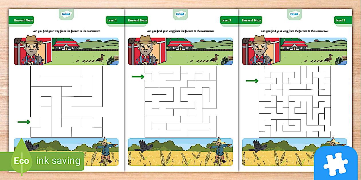 Fun Harvest Maze Puzzle Pack - AL - Twinkl Puzzled - Kids