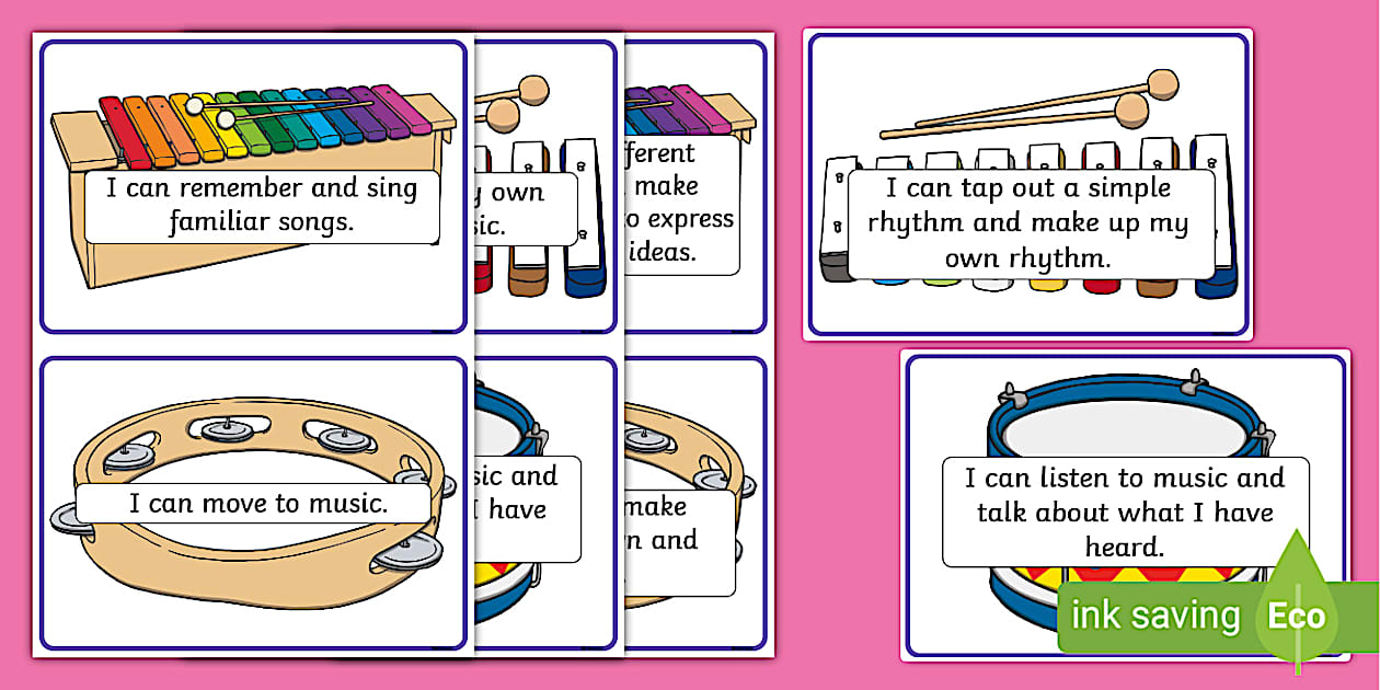 EYFS 'I Can' Music Area Continuous Provision Prompt Cards
