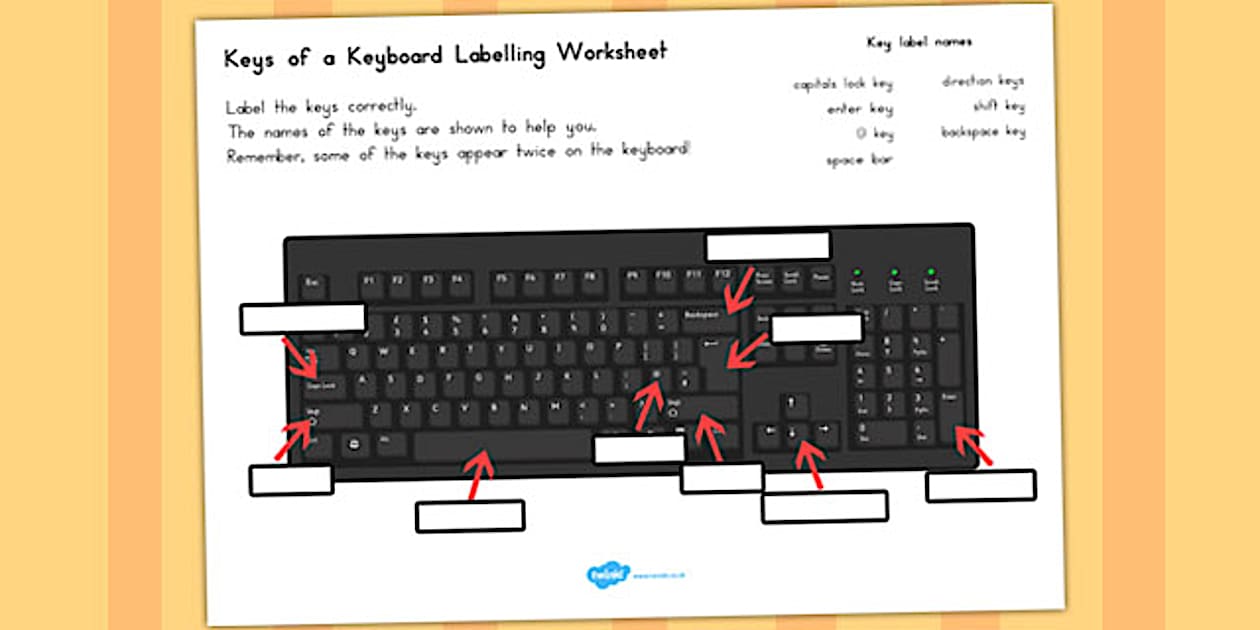 Keys Of A Keyboard Labelling Worksheet (professor feito)
