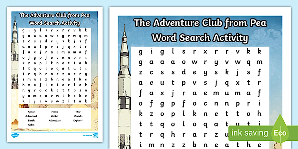 The Adventure Club from Pea Word Search Activity - Twinkl