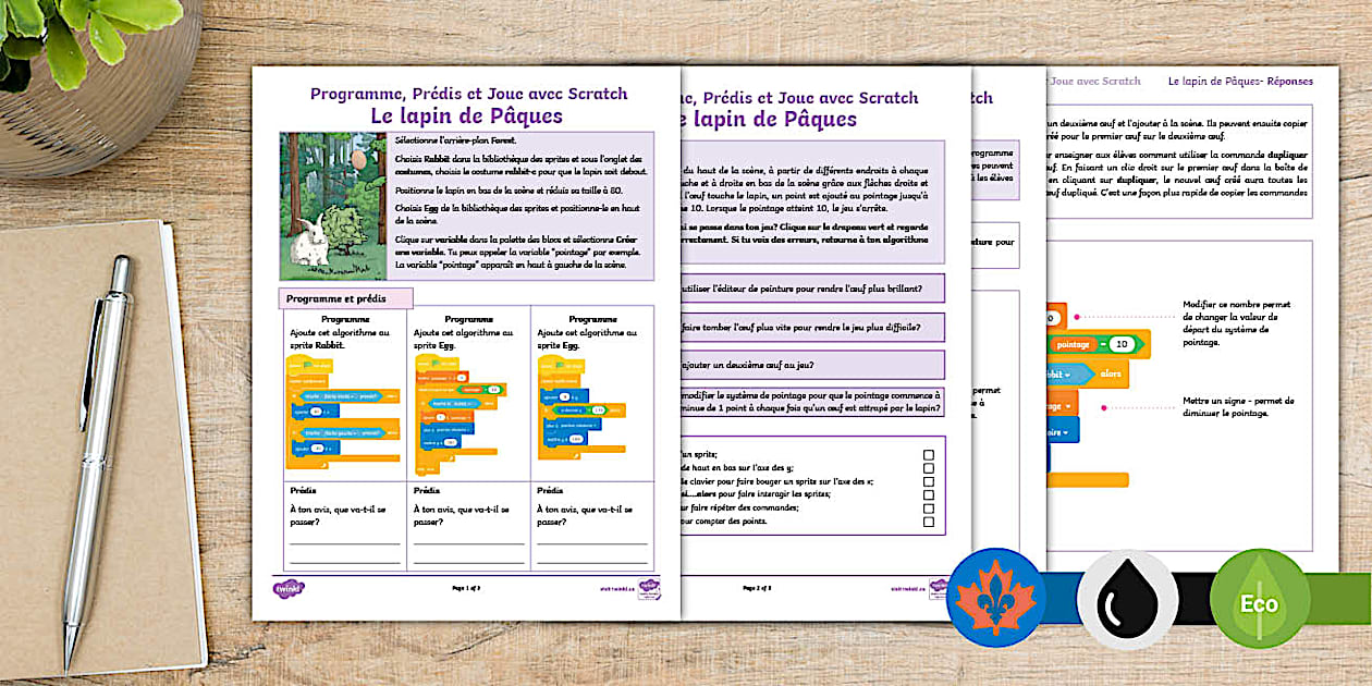 Program, Predict and Play with Scratch: Easter Bunny French